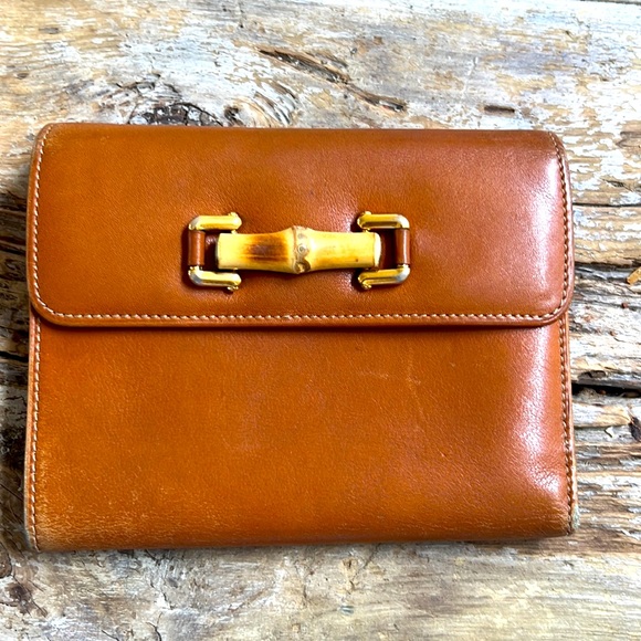 Gucci | Bags | Vintage Gucci Bamboo Trifold Wallet Incredibly Soft ...